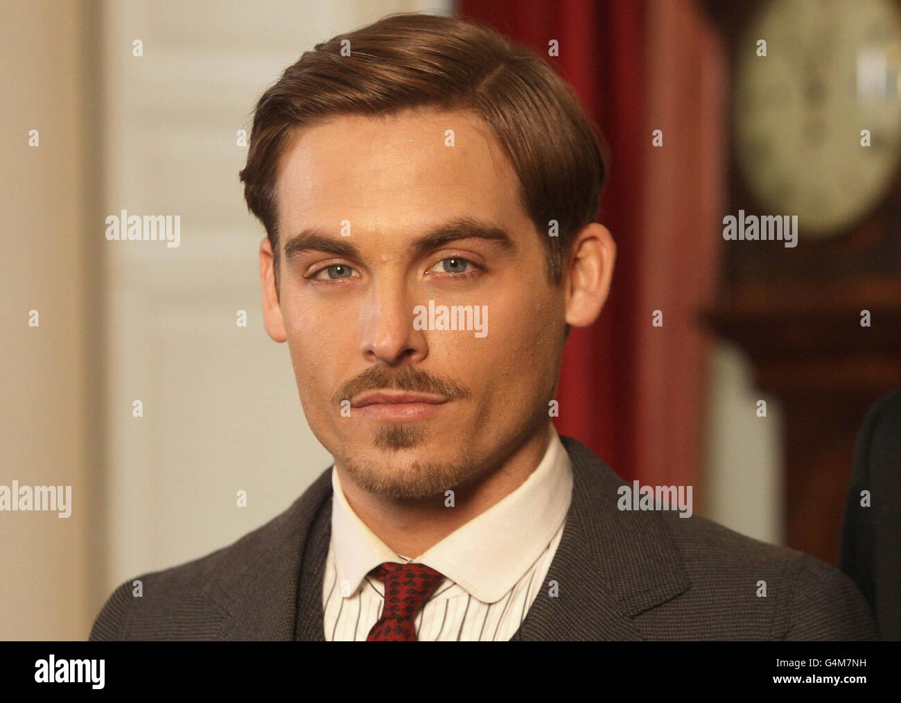Kevin Zegers, who plays Mark Muir, speaks to the media during filming ...