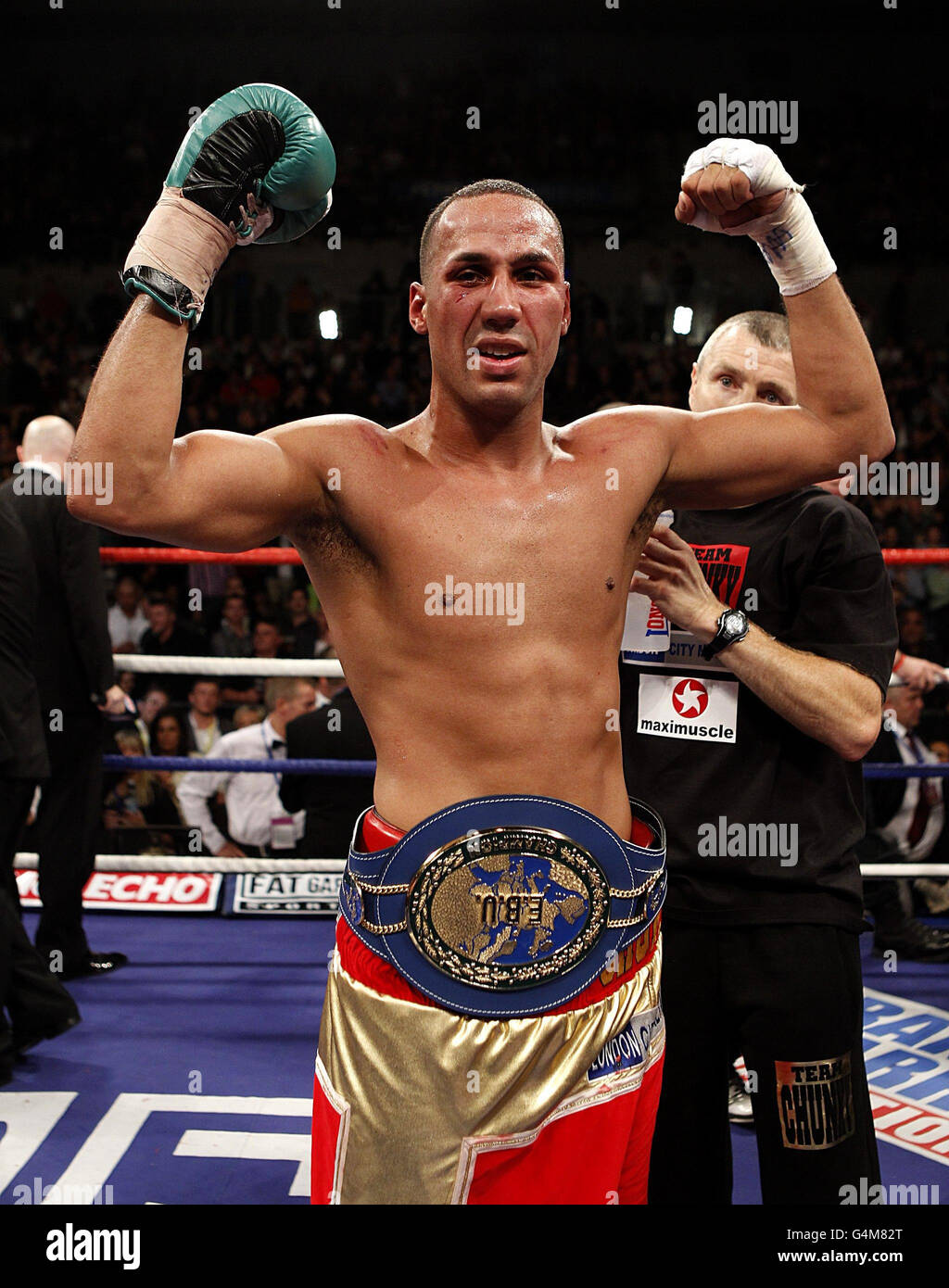 james DeGale celebrates beating Piotr Wilczewski in there European ...