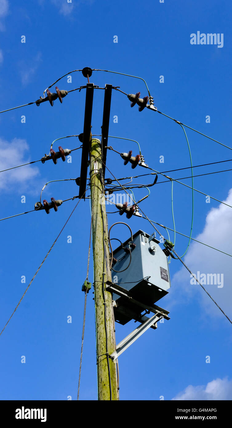 Detailed view of a high power electrical cabling system seen atop a ...