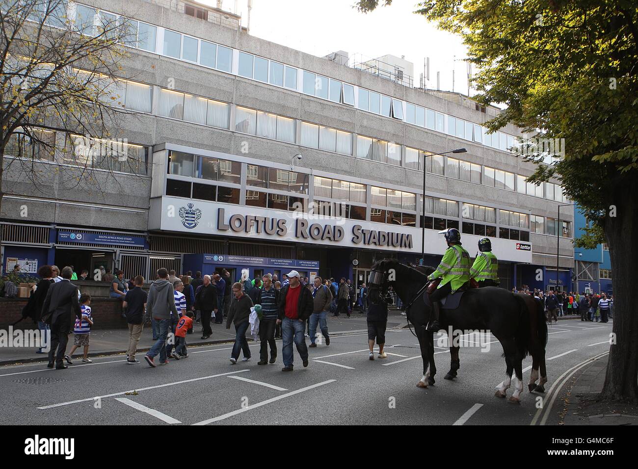 Queens Park Rangers fans outside the ground before the game Stock Photo ...