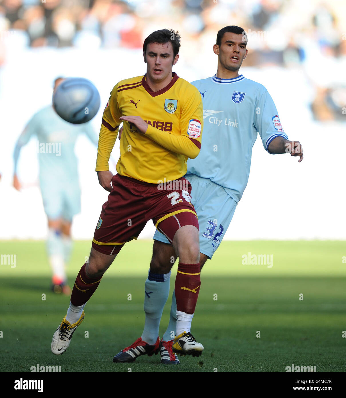 Coventry City's Conor Thomas and Burnley's Keith Treacy Stock Photo - Alamy