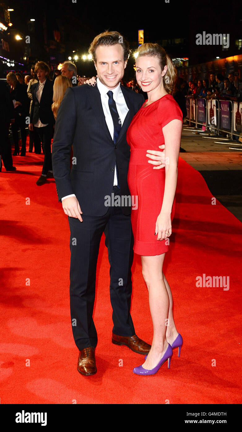 Rafe Spall and Elize du Toit (right) arrive for the premiere of ...