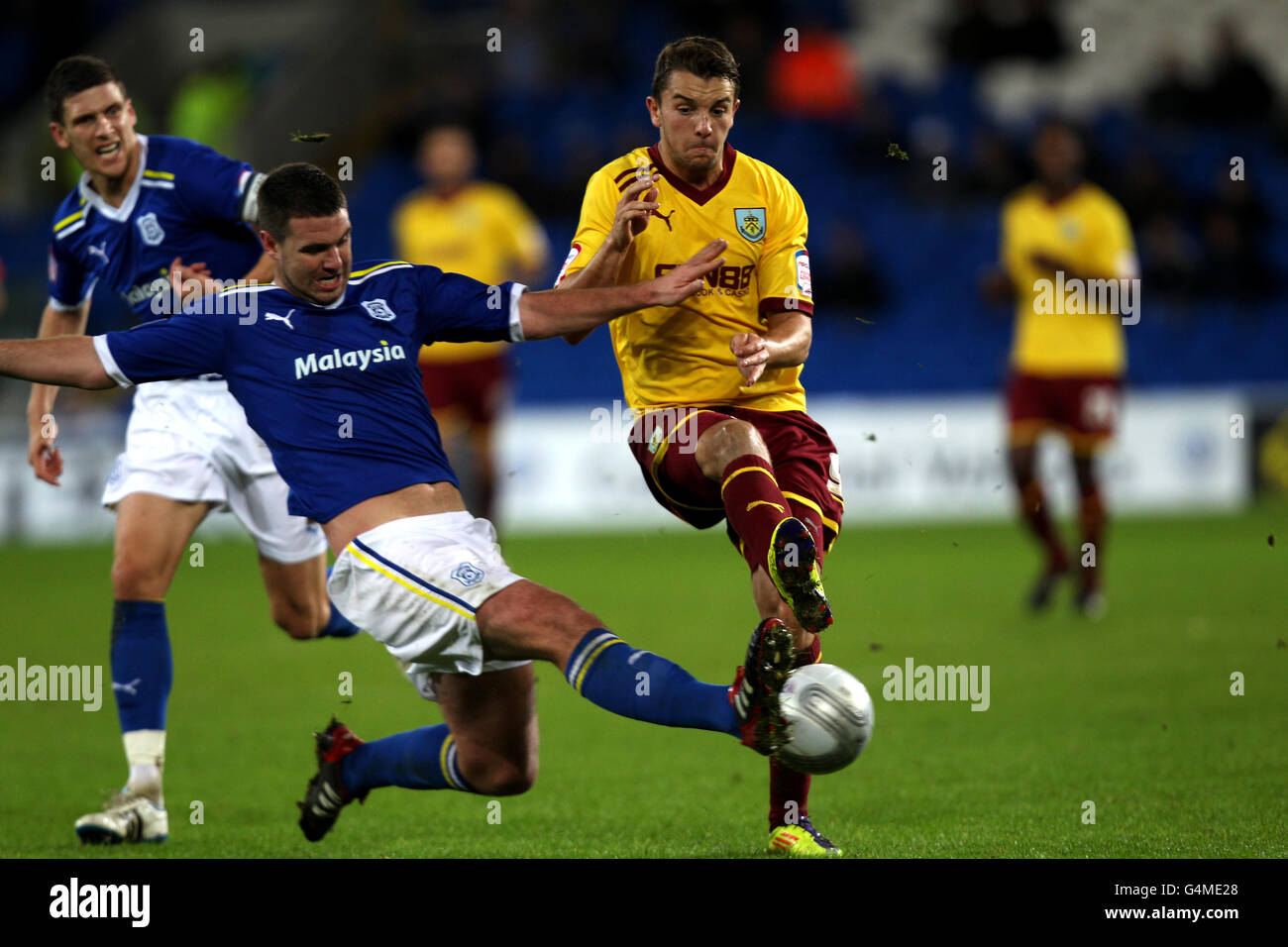 Cardiff City's Anthony Gerrard tackles Burnley's Jay Rodriguez Stock ...