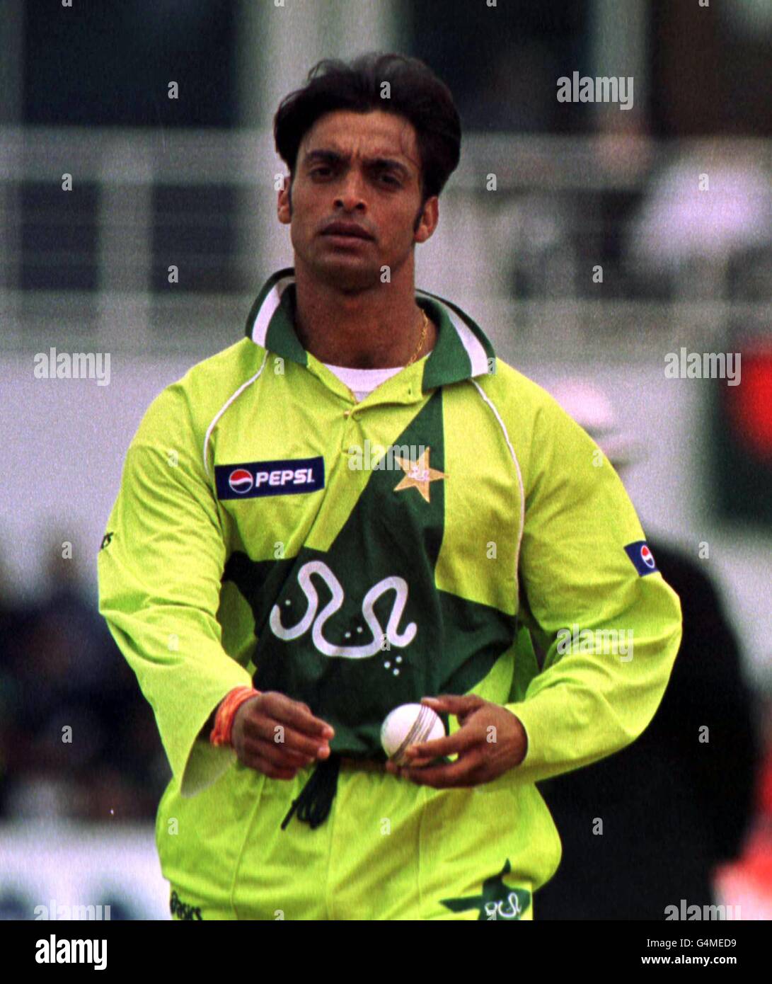 Pakistani fast bowler Shoaib Akhtar during his side's1999 World Cup ...