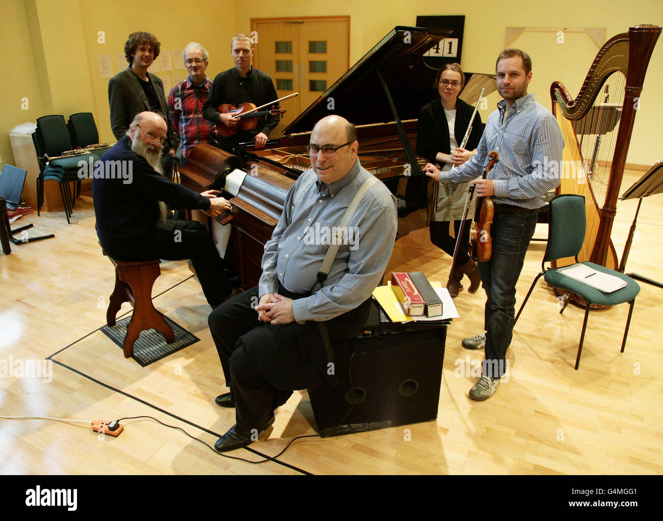 American horror writer Peter Straub (centre front) with members of the ...