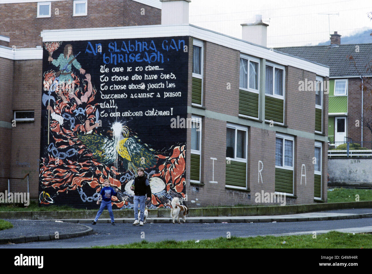 Image showing a wall mural and the letters 'IRA' on a building in the ...