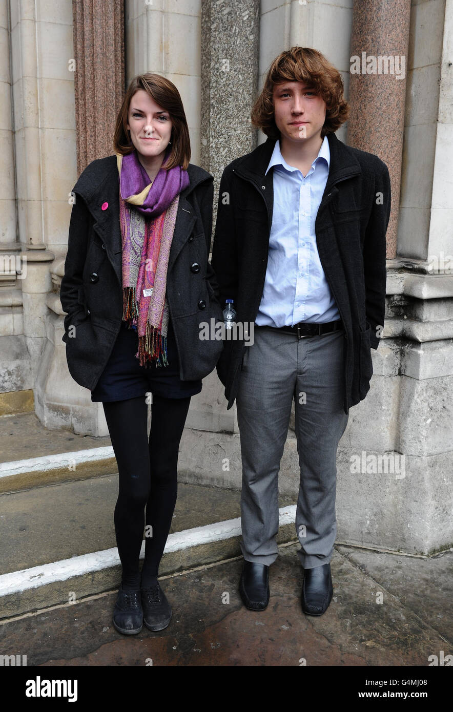 Katy Moore and Callum Hurley outside the Royal Court of Justice where ...