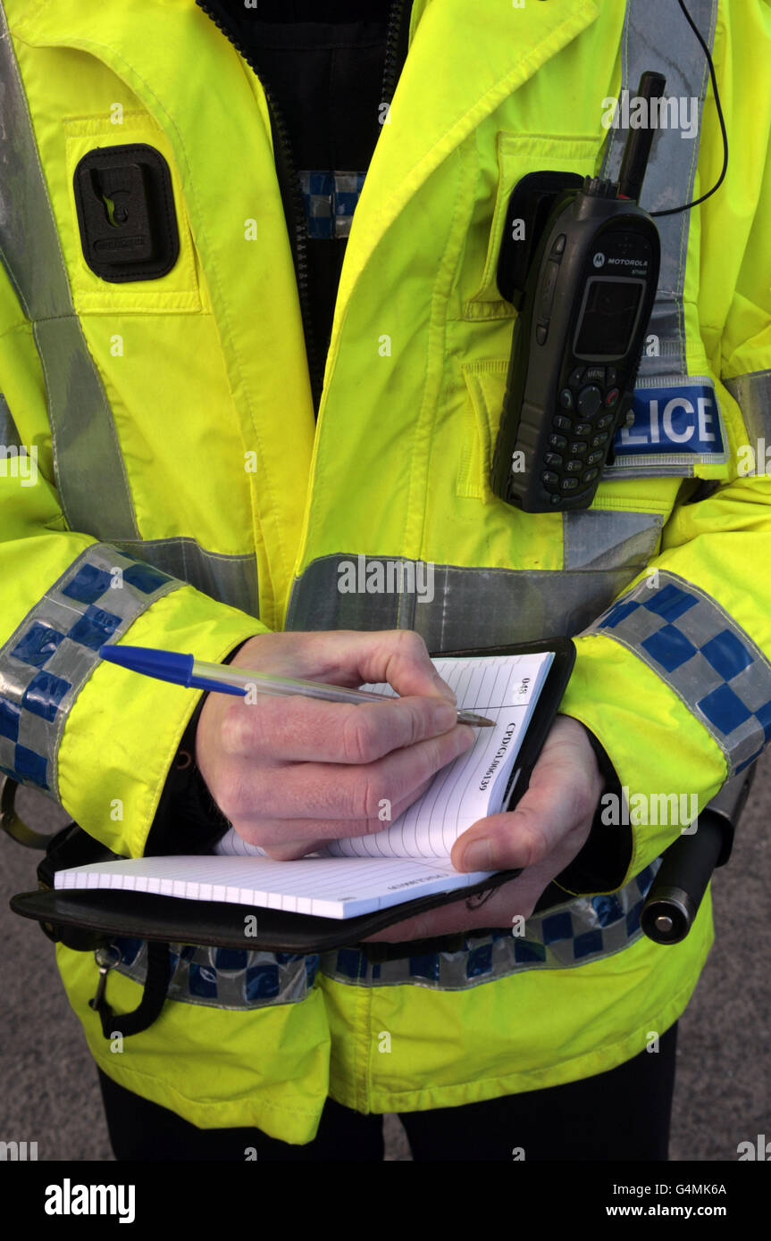Police note book at Glenrothes Police Station, Fife, Scotland Stock ...