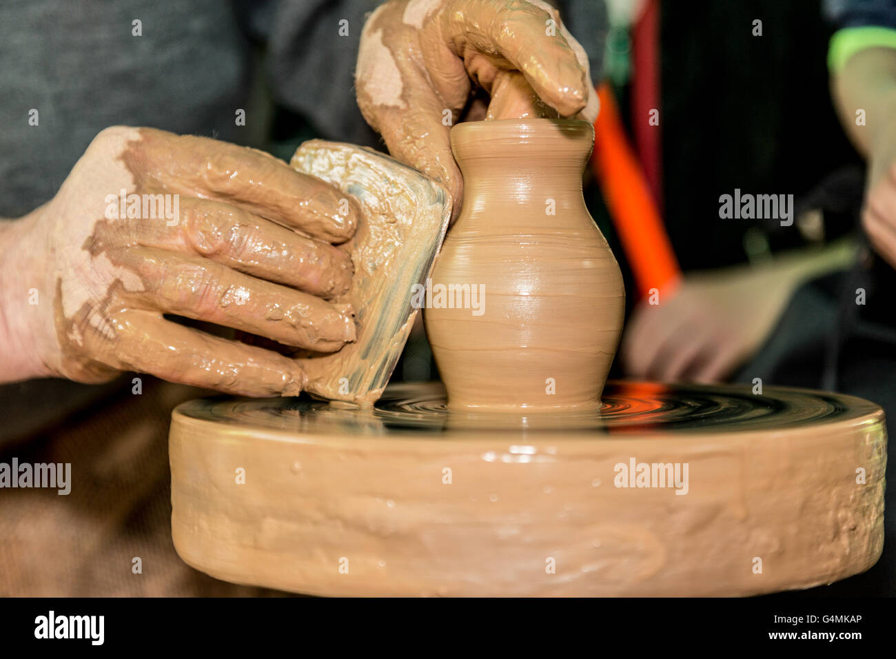 Ceramic pot traditional production. Pottery made of earthenware in ...