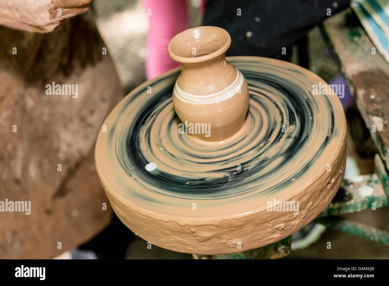 Ceramic pot traditional production. Pottery made of earthenware in ...