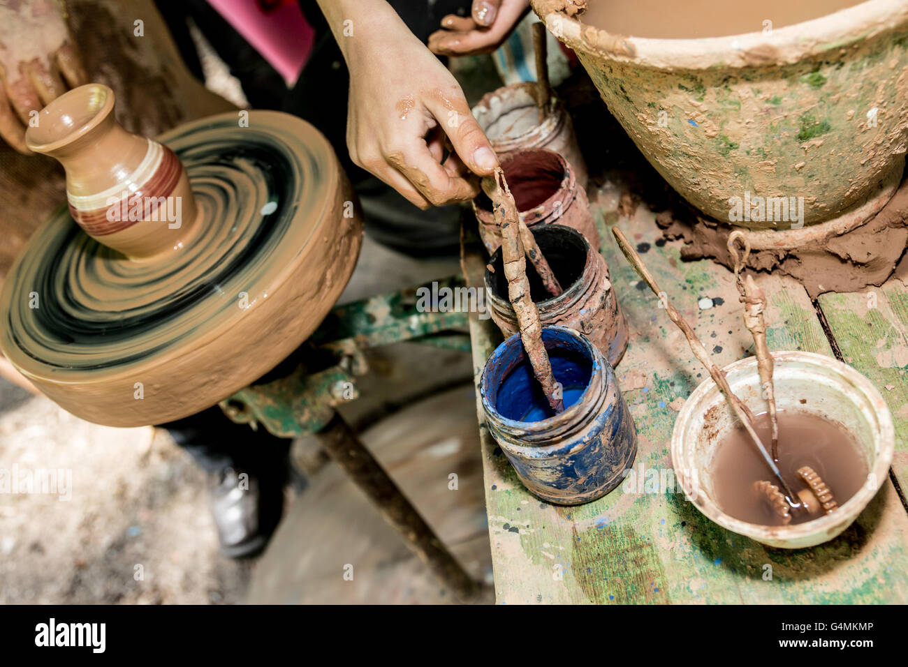 Ceramic pot traditional production. Pottery made of earthenware in ...
