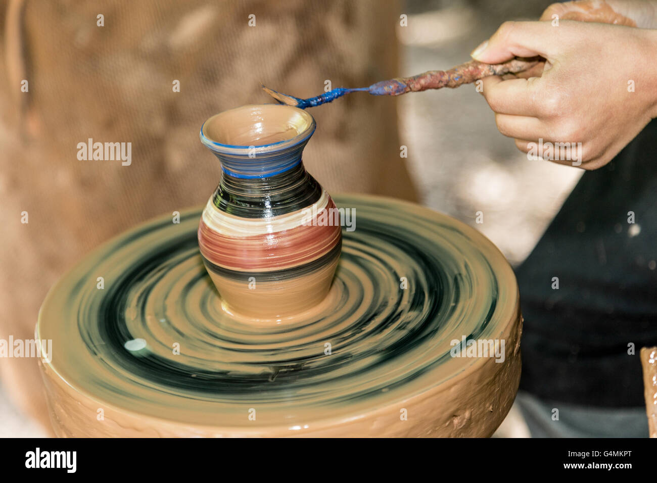 Ceramic pot traditional production. Pottery made of earthenware in ...