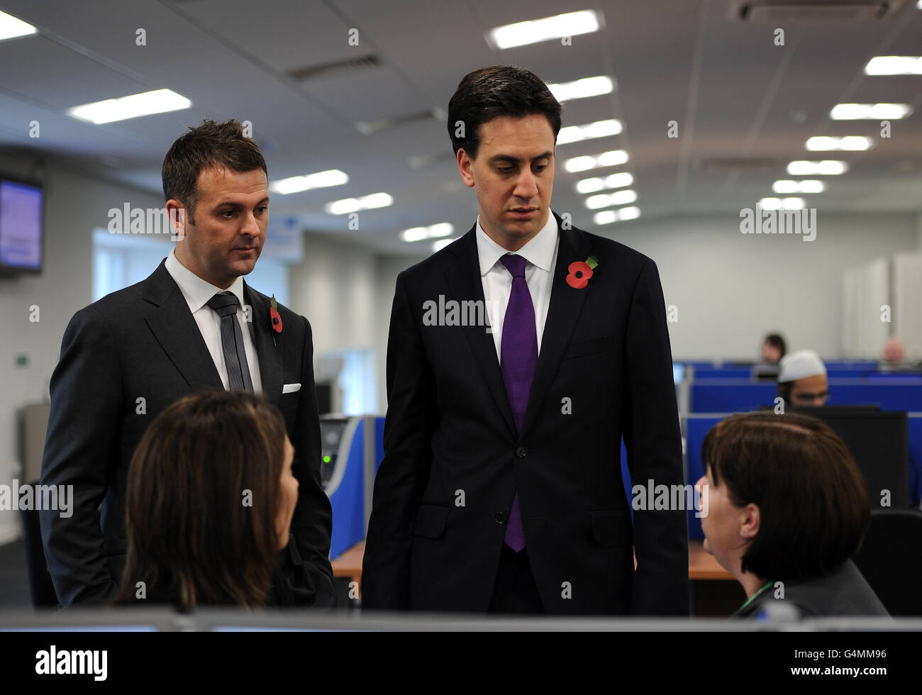 Labour Leader Ed Miliband (right) with Daisy Group CEO Matthew Riley ...
