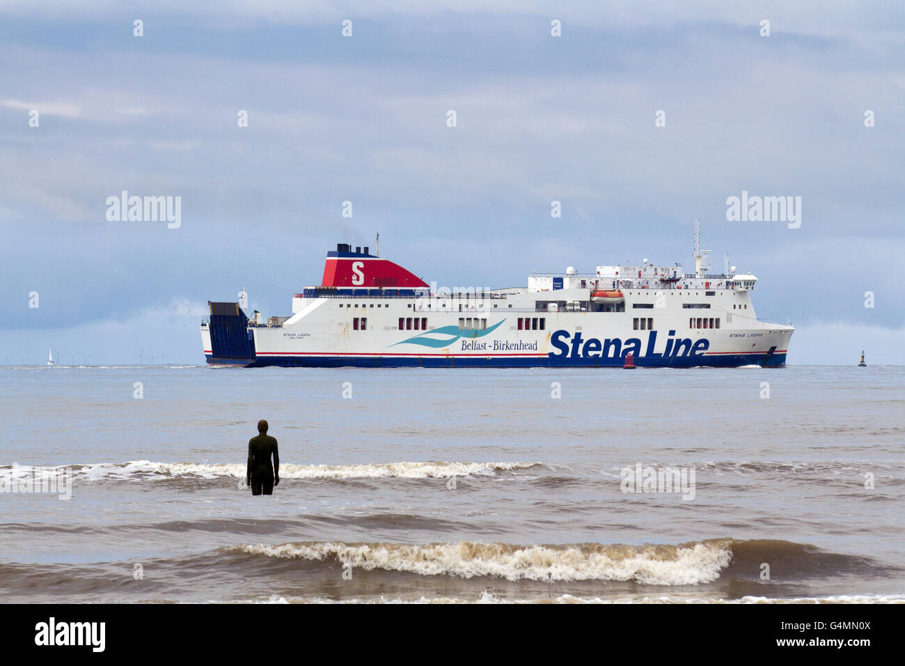 Stena Line Shipping leaving the River Mersey, crossing the Burbo ...