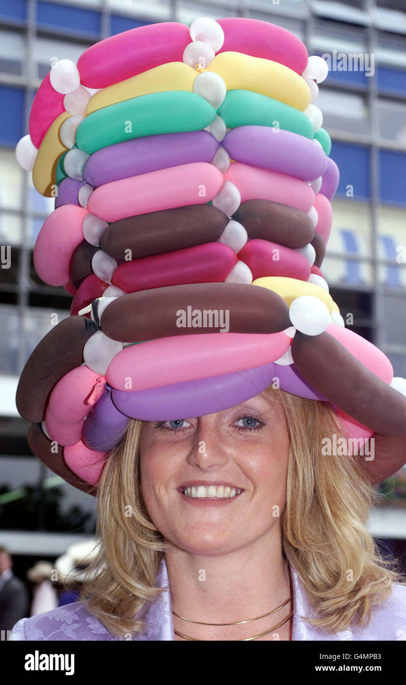 Royal ascot balloon sausage hat hi-res stock photography and images - Alamy