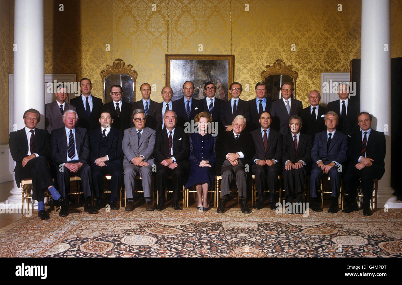 The new Cabinet of Mrs Thatcher's Conservative government. (Standing ...