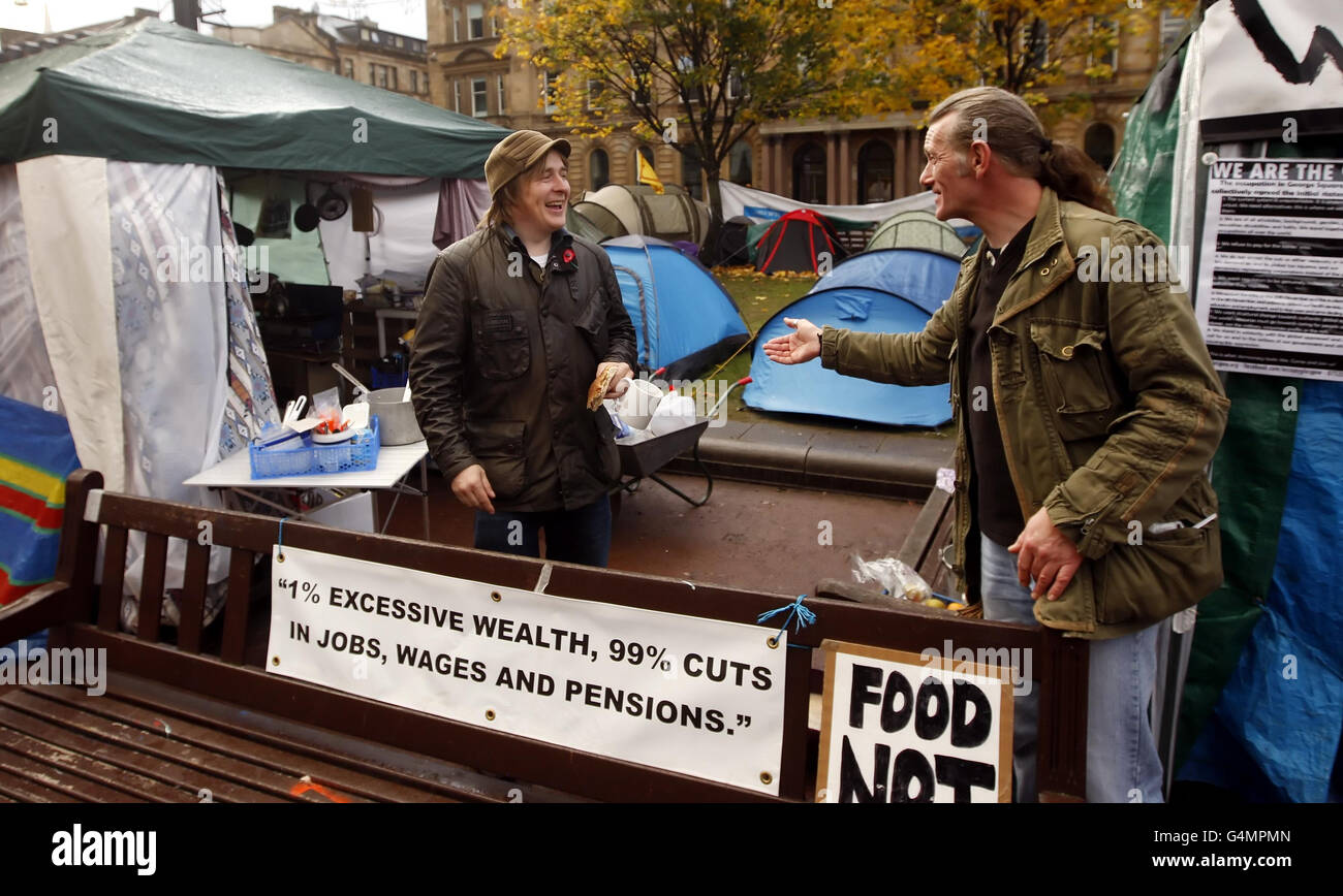 Paddy McManus (left) and fellow protester who wishes only to be named ...