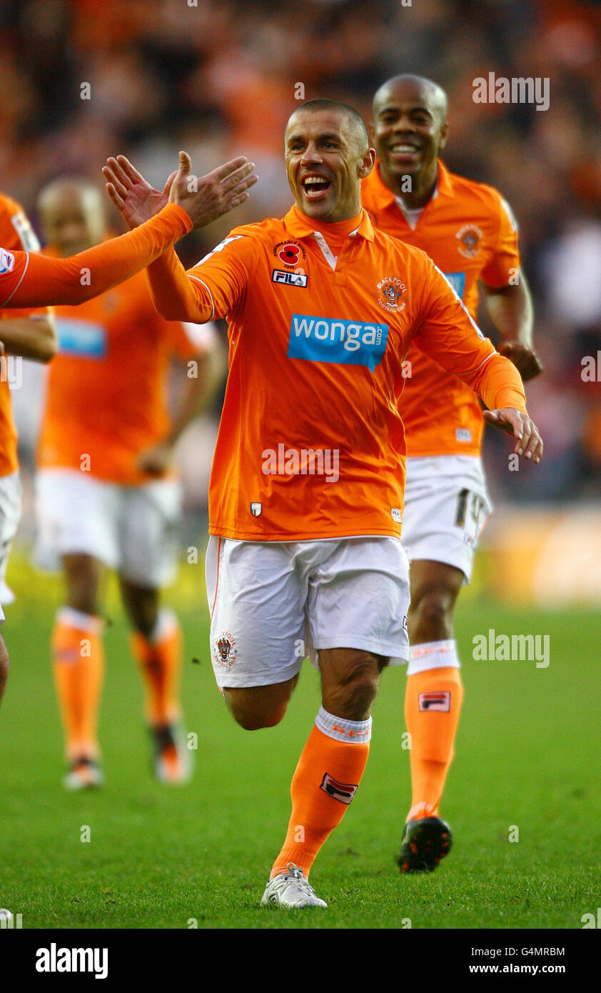 Blackpool's Kevin Philips celebrates scoring against Millwall with his ...
