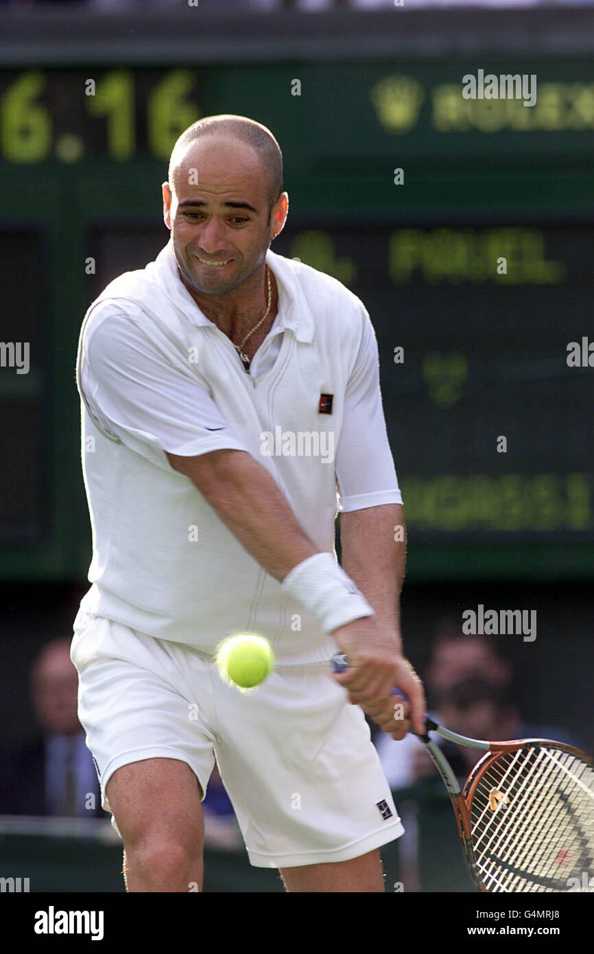TENNIS Wimbledon/Agassi6. No Commercial Use. America's Andre Agassi ...