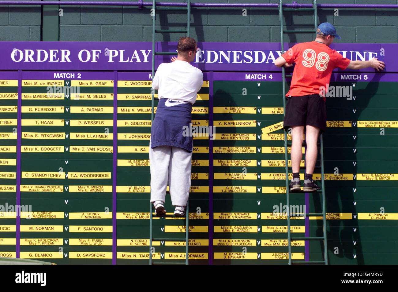 Tennis/Wimbledon play order Stock Photo - Alamy
