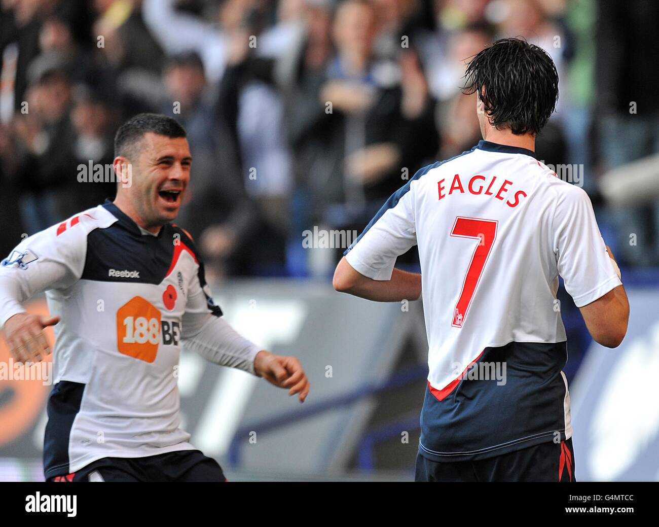 Bolton Wanderers' Chris Eagles (right) celebrates with team-mate Paul ...