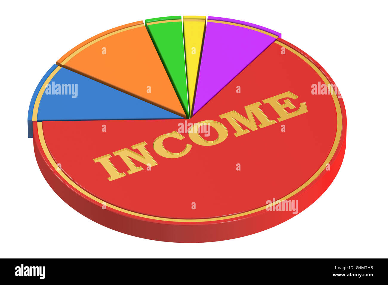 Income concept with Pie Chart, 3D rendering isolated on white ...
