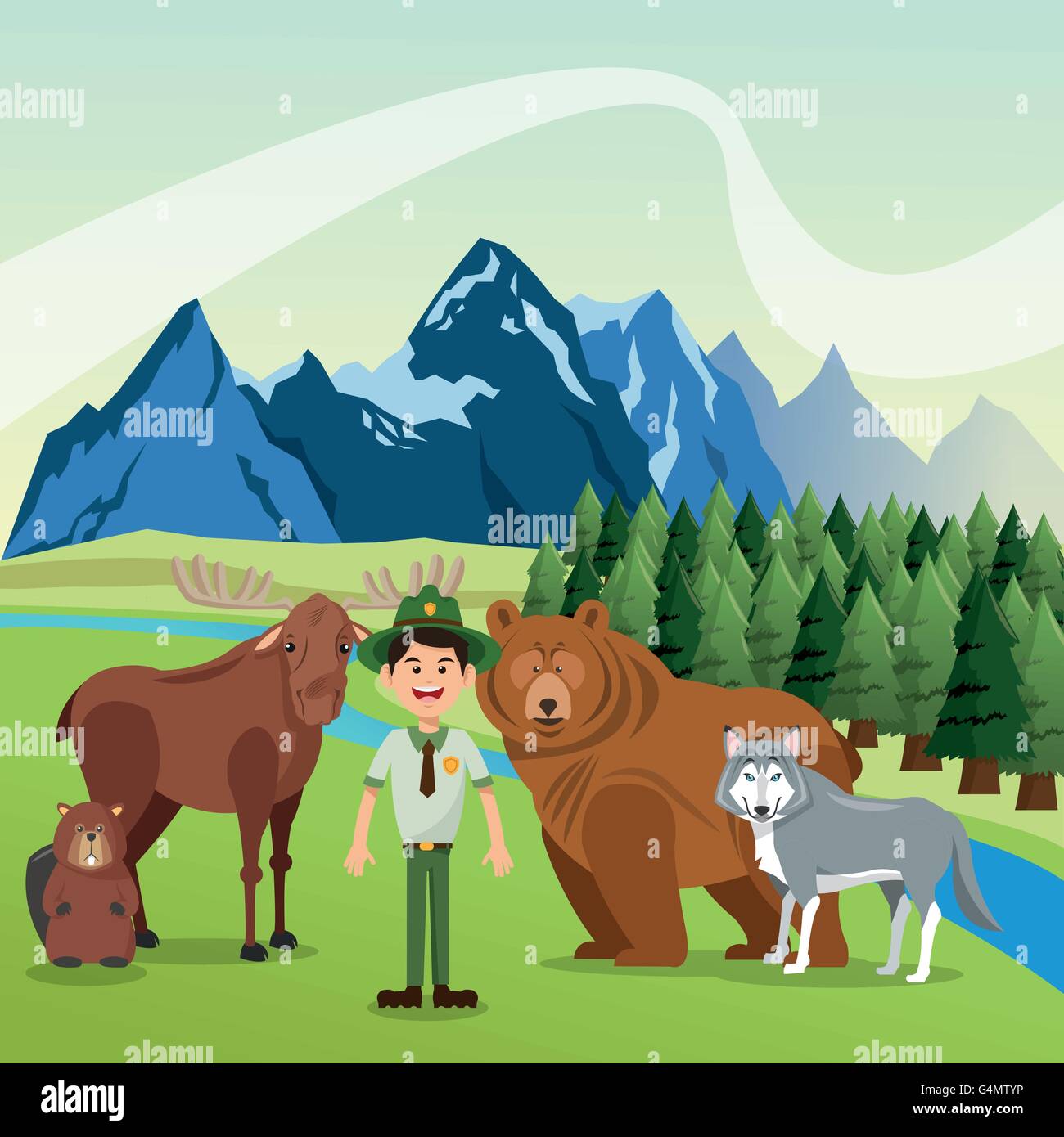 Mountain ranger Stock Vector Images - Alamy