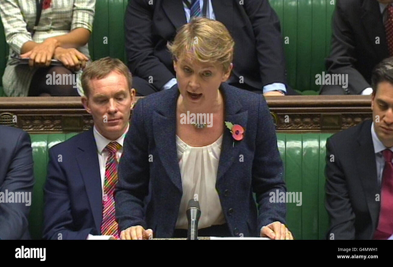 Shadow Home Secretary Yvette Cooper speaks in the House of Commons ...