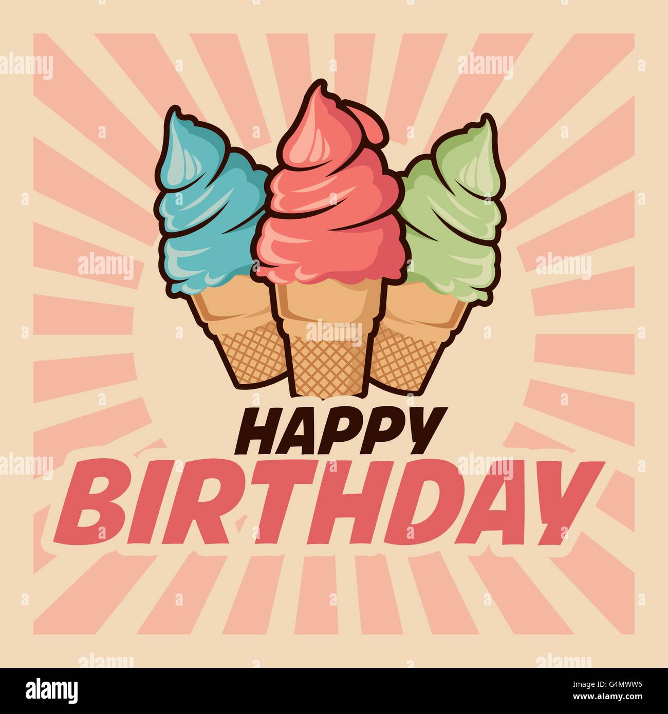 Happy Birthday design. Retro illustration. Colorfull graphic Stock ...