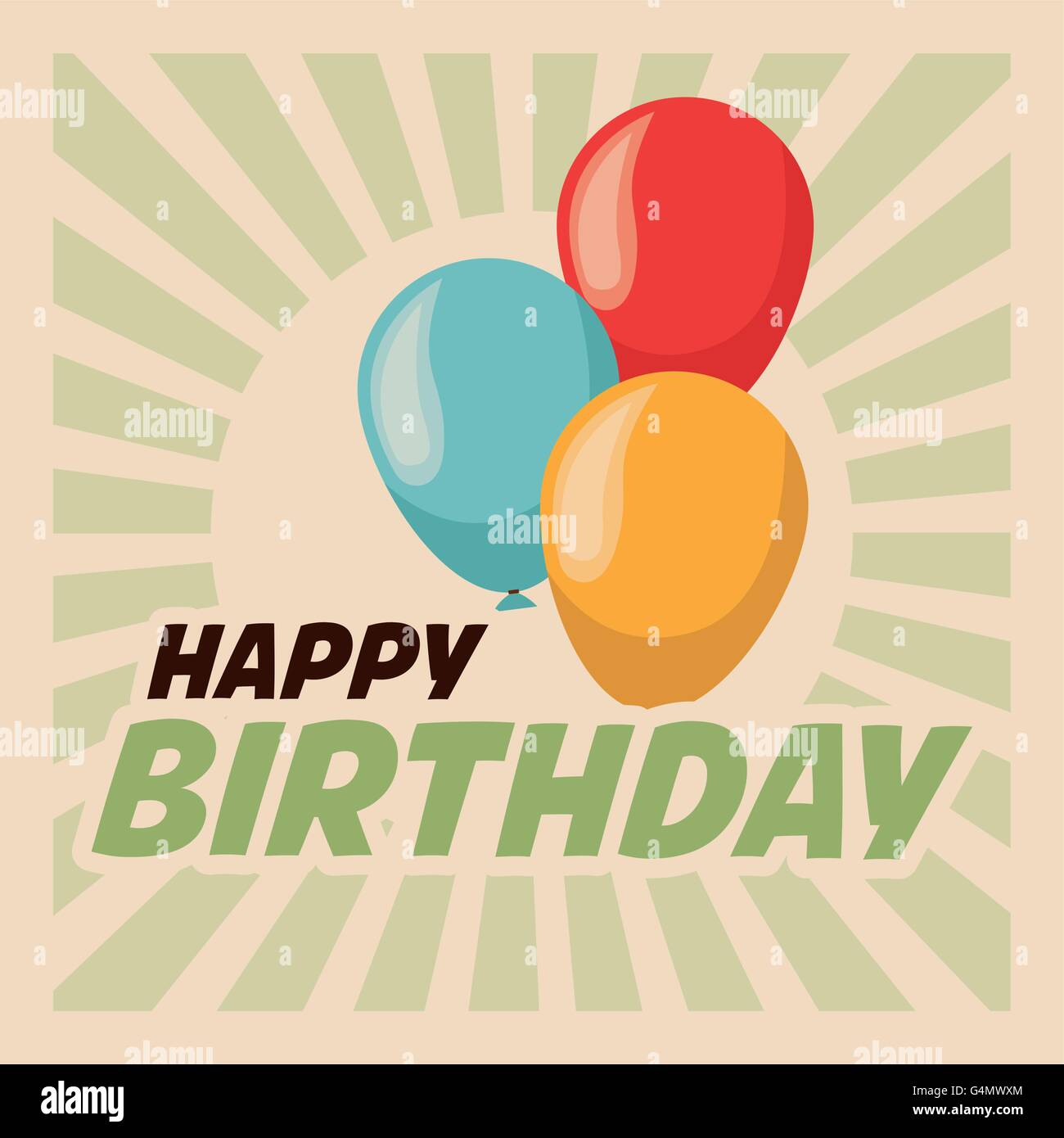 Happy Birthday design. Retro illustration. Colorfull graphic Stock ...