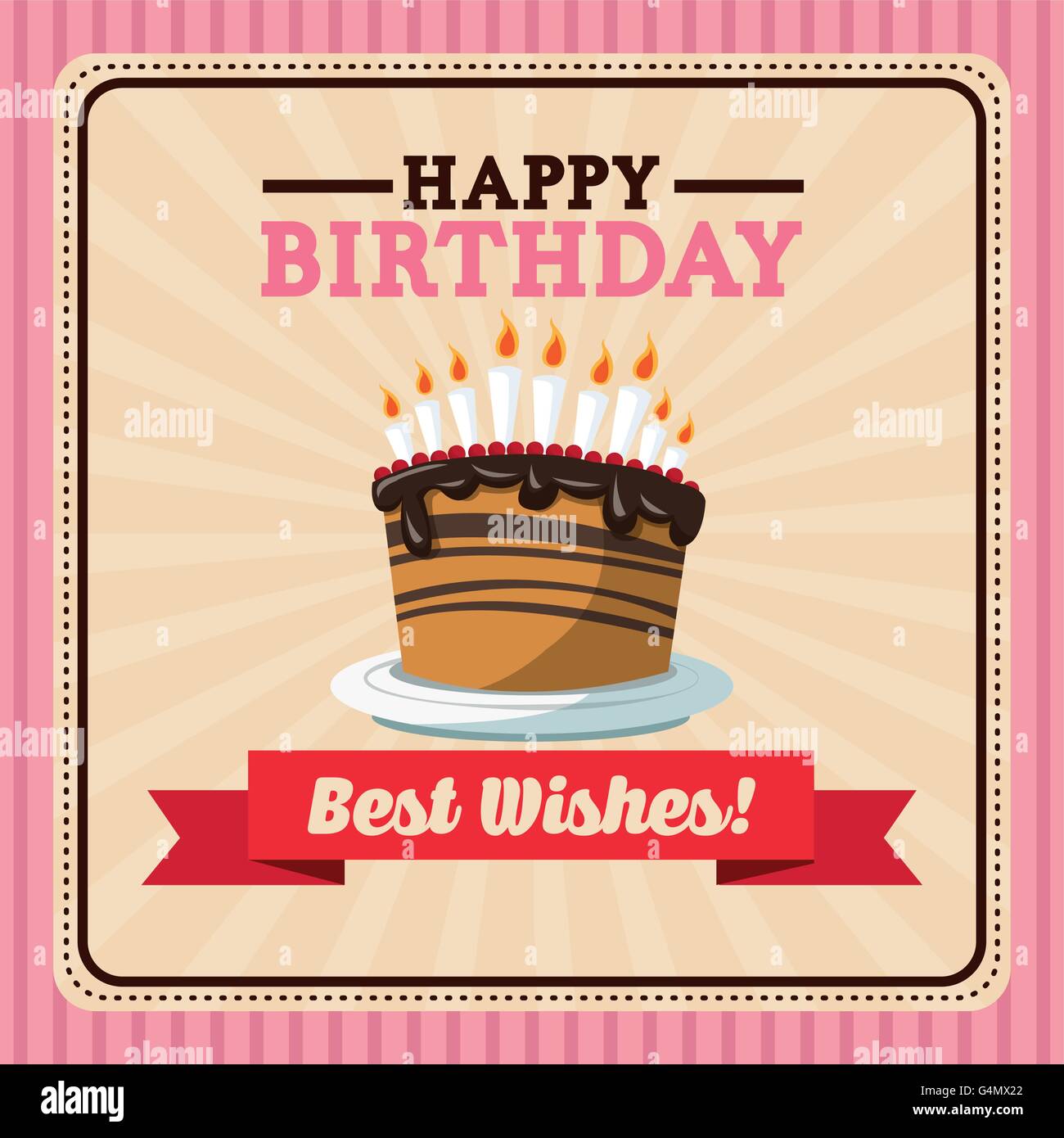 Happy Birthday design. Retro illustration. Colorfull graphic Stock ...
