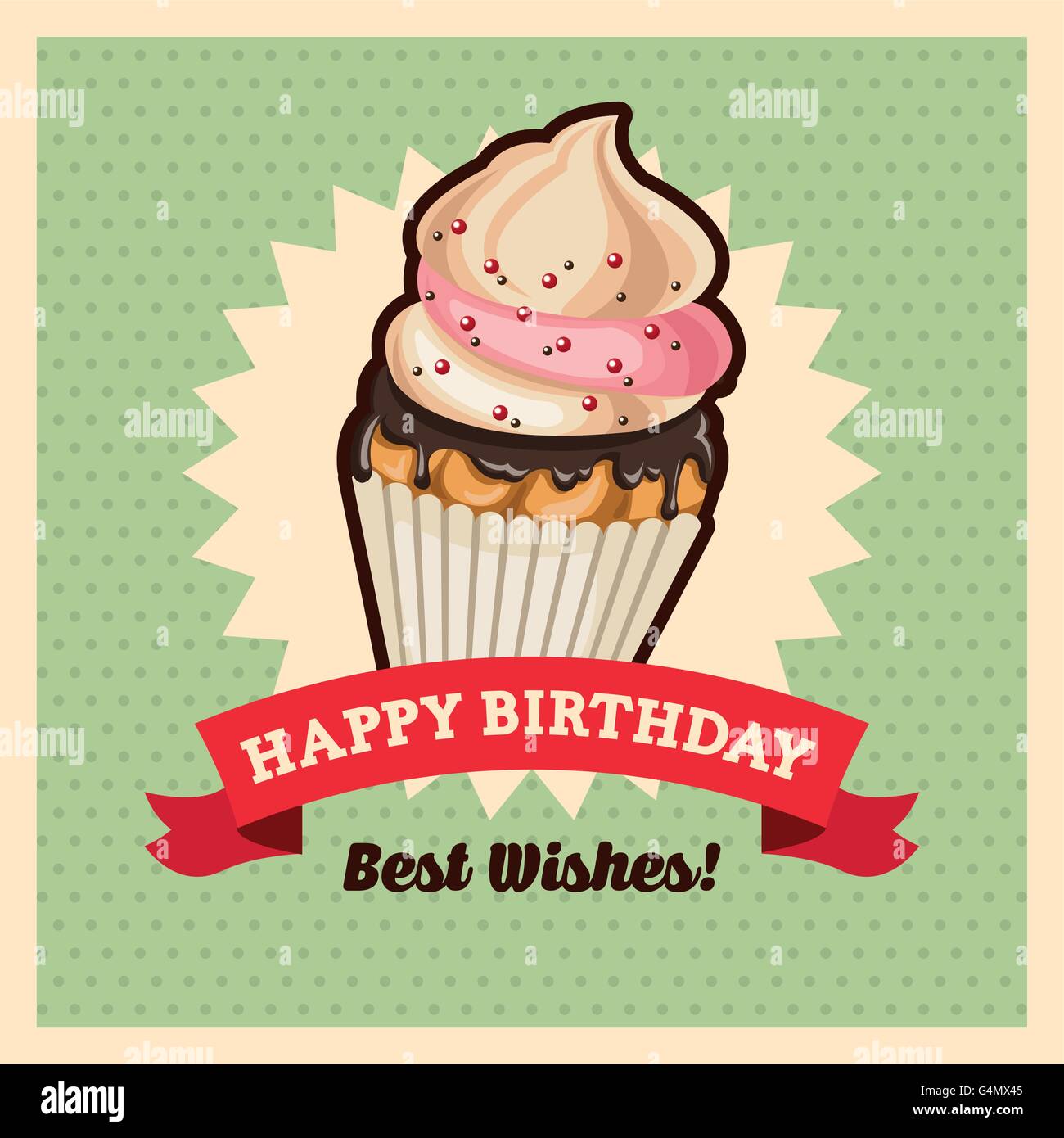 Happy Birthday design. Retro illustration. Colorfull graphic Stock ...