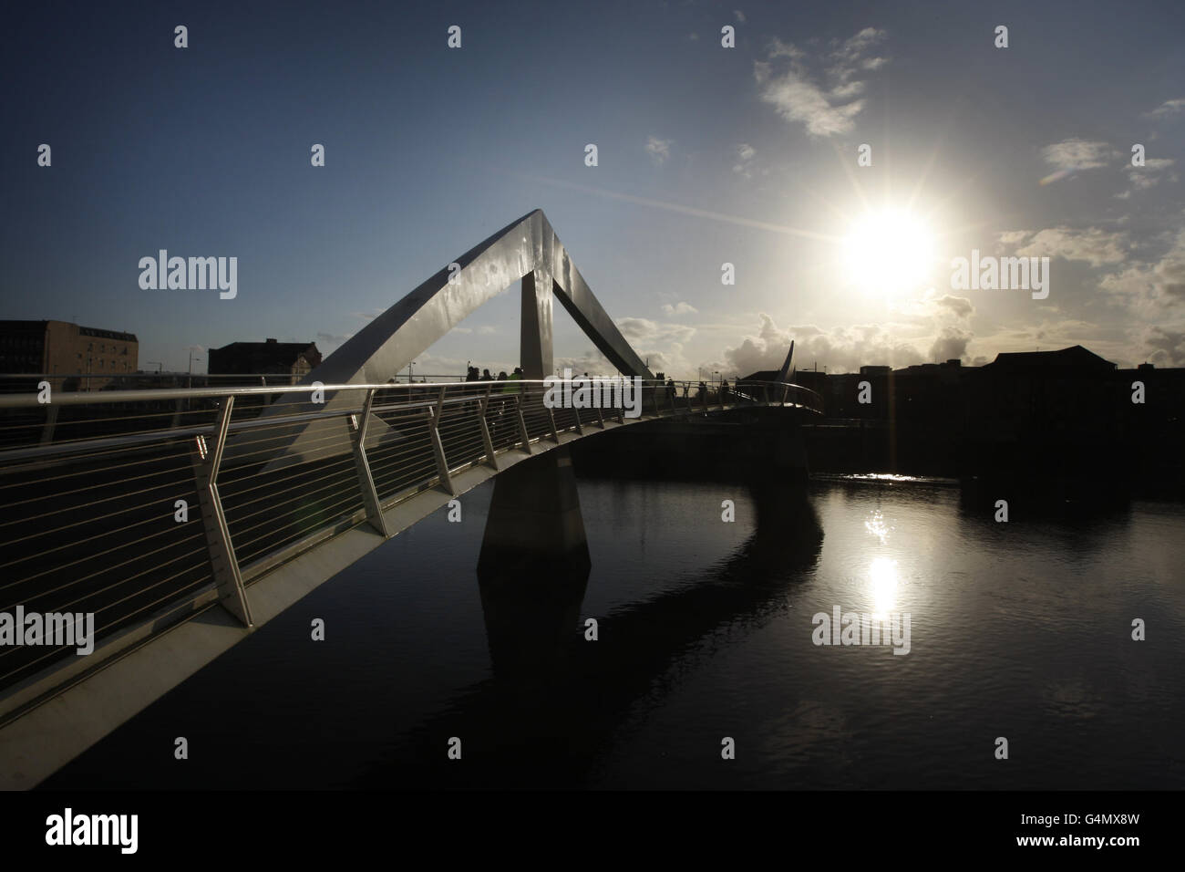 A general view of the Tradeston Footbridge, in Glasgow, Scotland, ahead ...