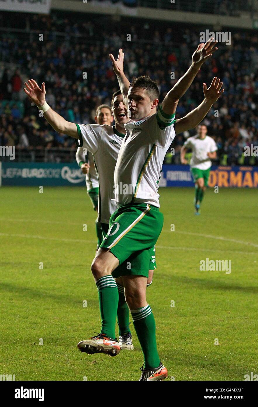 Republic of Ireland's Robbie Keane celebrates scoring his team's fourth ...