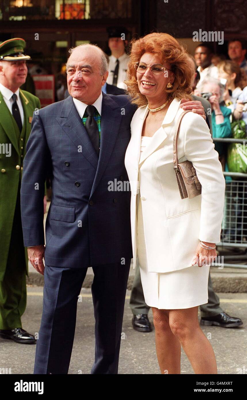 Italian actress Sophia Loren with Mohamed Al Fayed outside Mr Al Fayed ...
