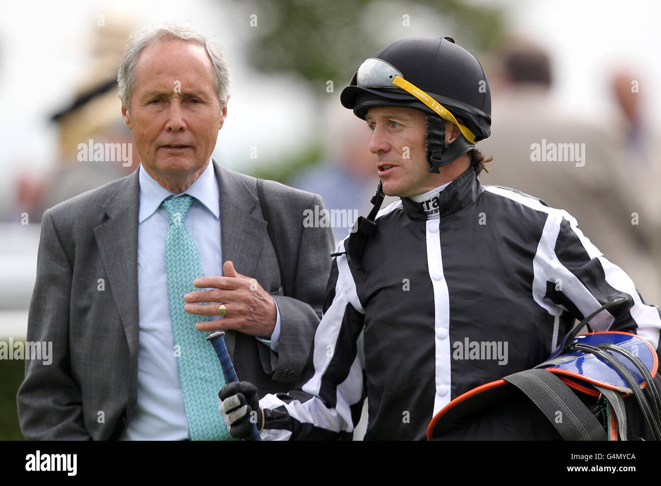 Sunrise Dance jockey Kieren Fallon (right) with trainer Alan Jarvis ...