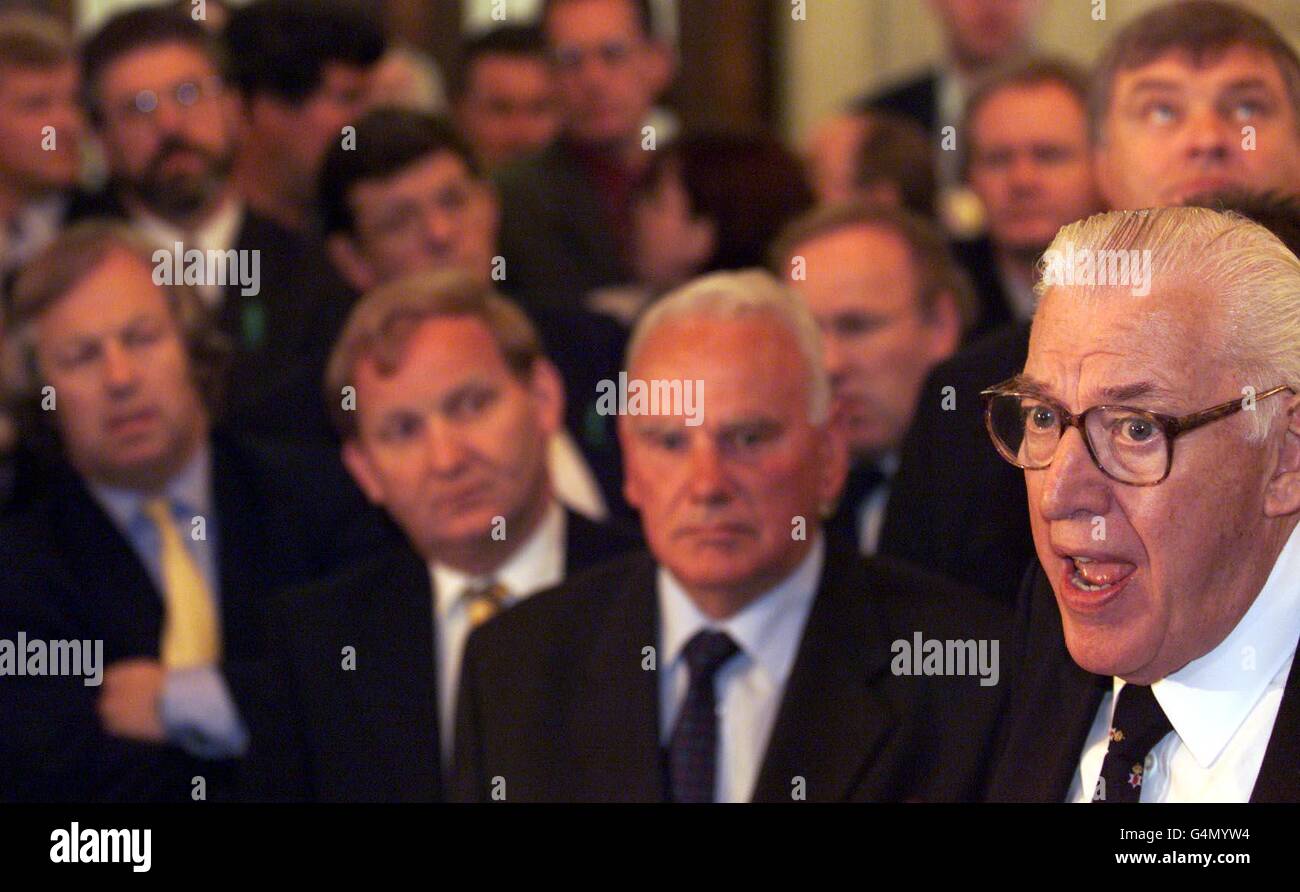 Rev Ian Paisley leader of the Democratic Unionist Party, speaking to ...