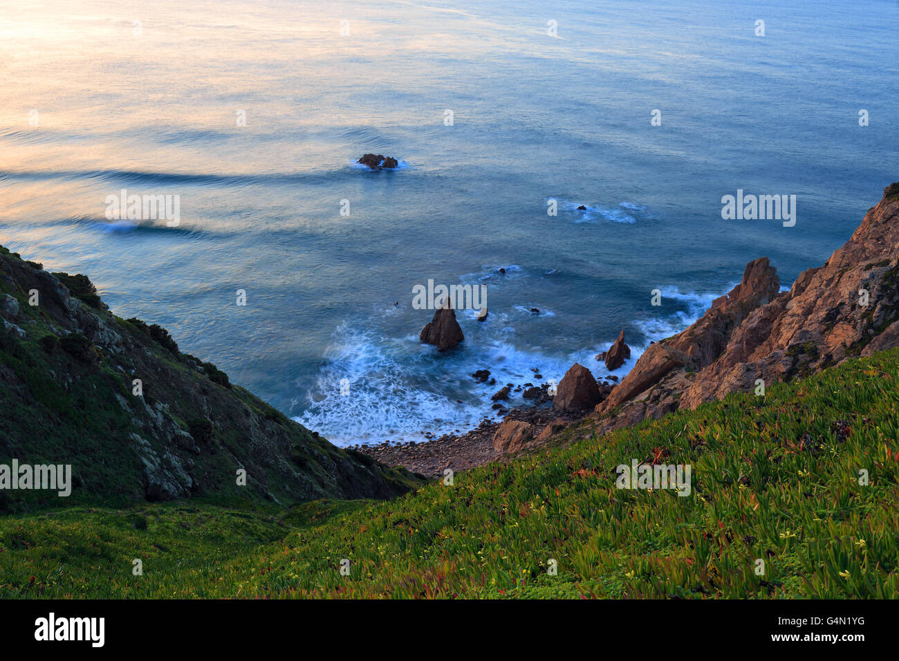 Cliffs Cabo da Roca at sunset, Portugal Stock Photo - Alamy