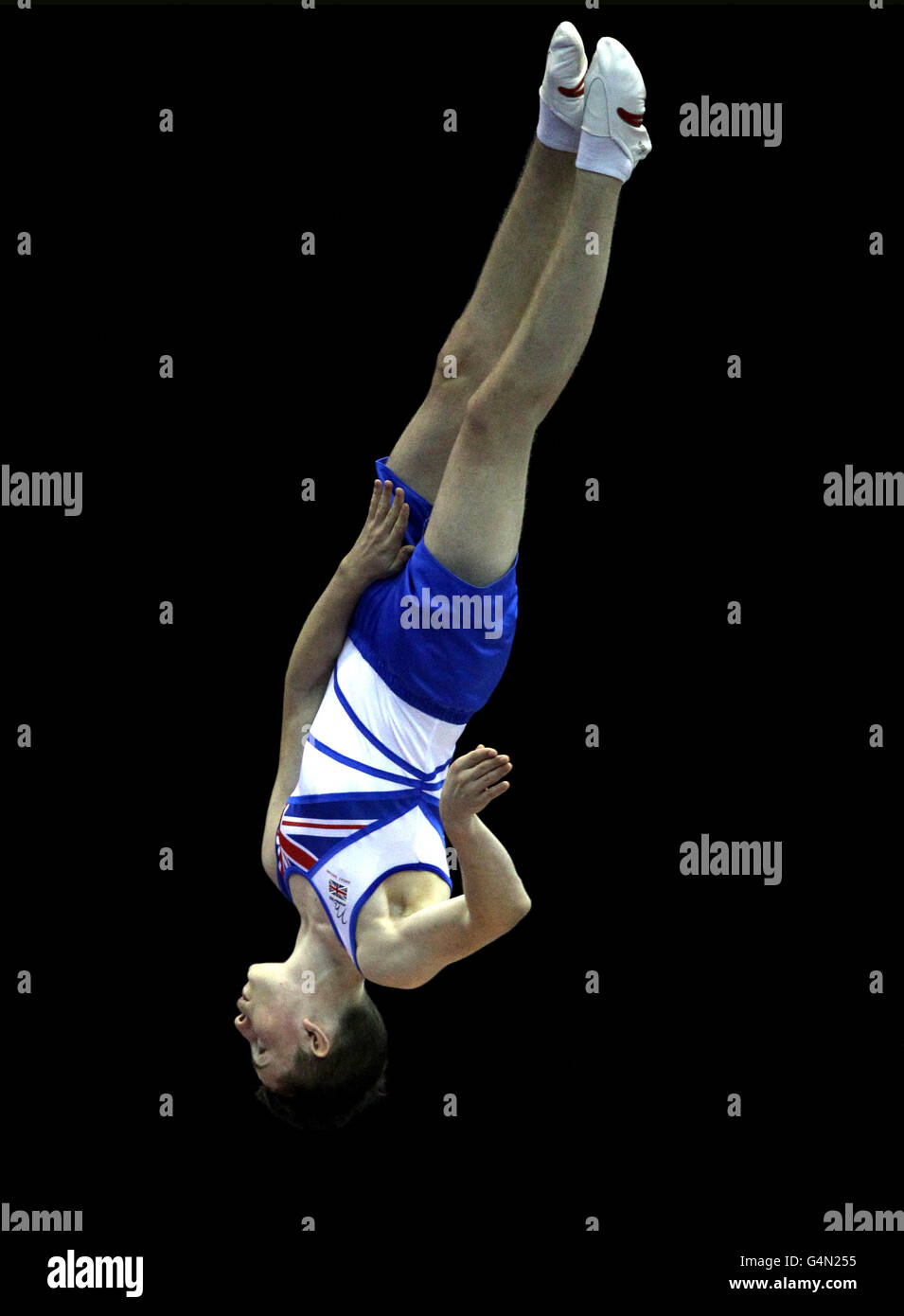 Great Britain's Rhys Gray during the men's double mini trampoline ...