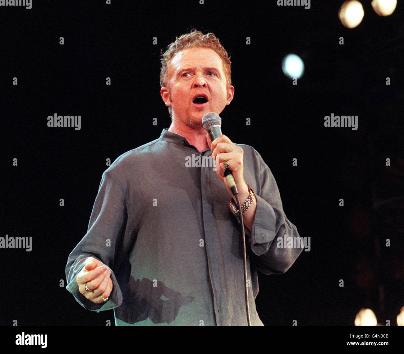 Mick Hucknall lead singer of the band Simply Red on stage during the ...
