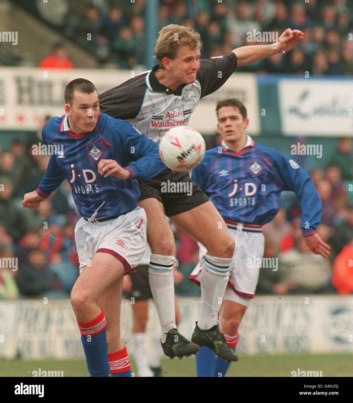 L-R: Oldham Athletic's Richard Graham and Derby County's Marco ...