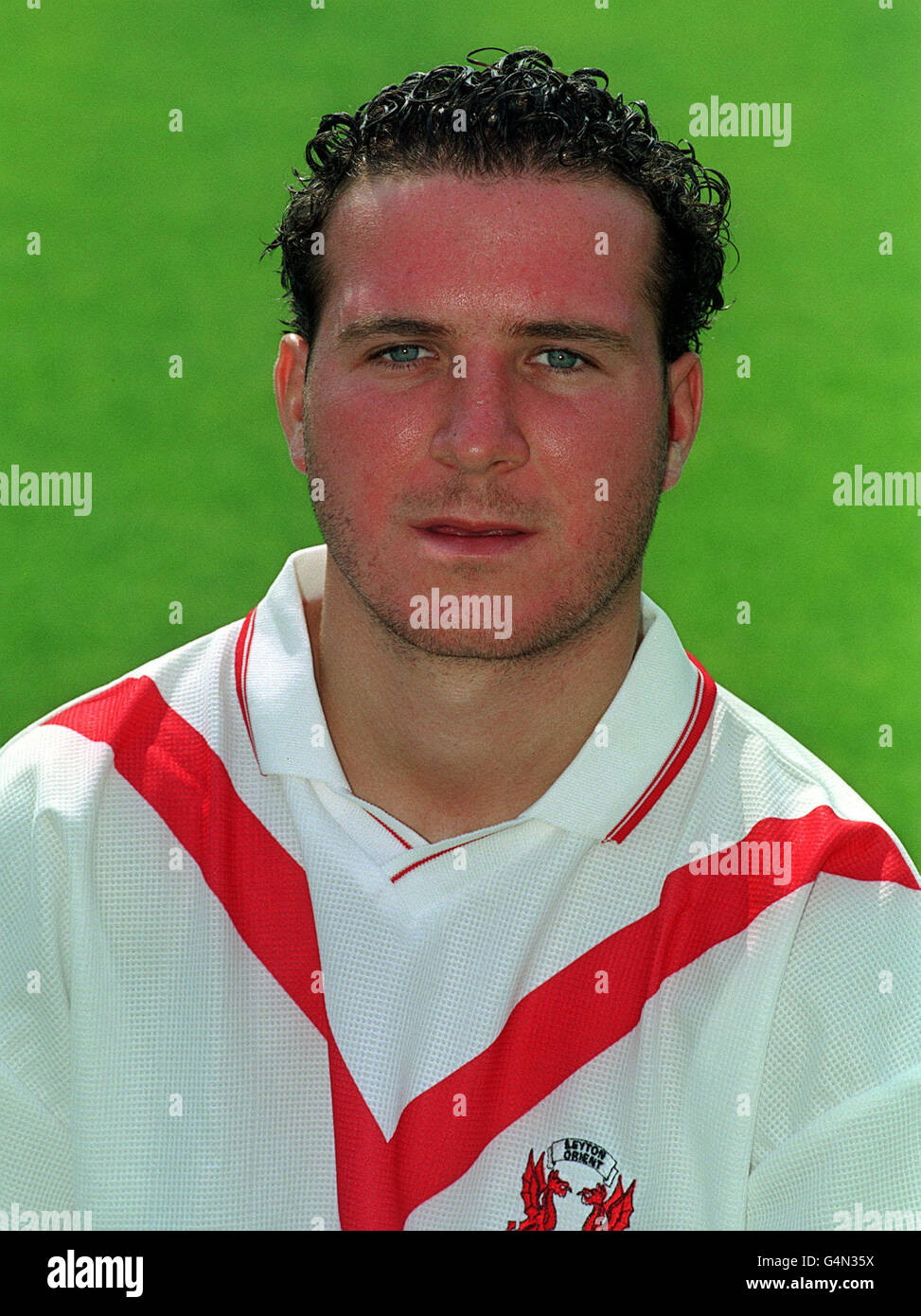 Portrait head shoulders football shirt red white sport football hi-res ...