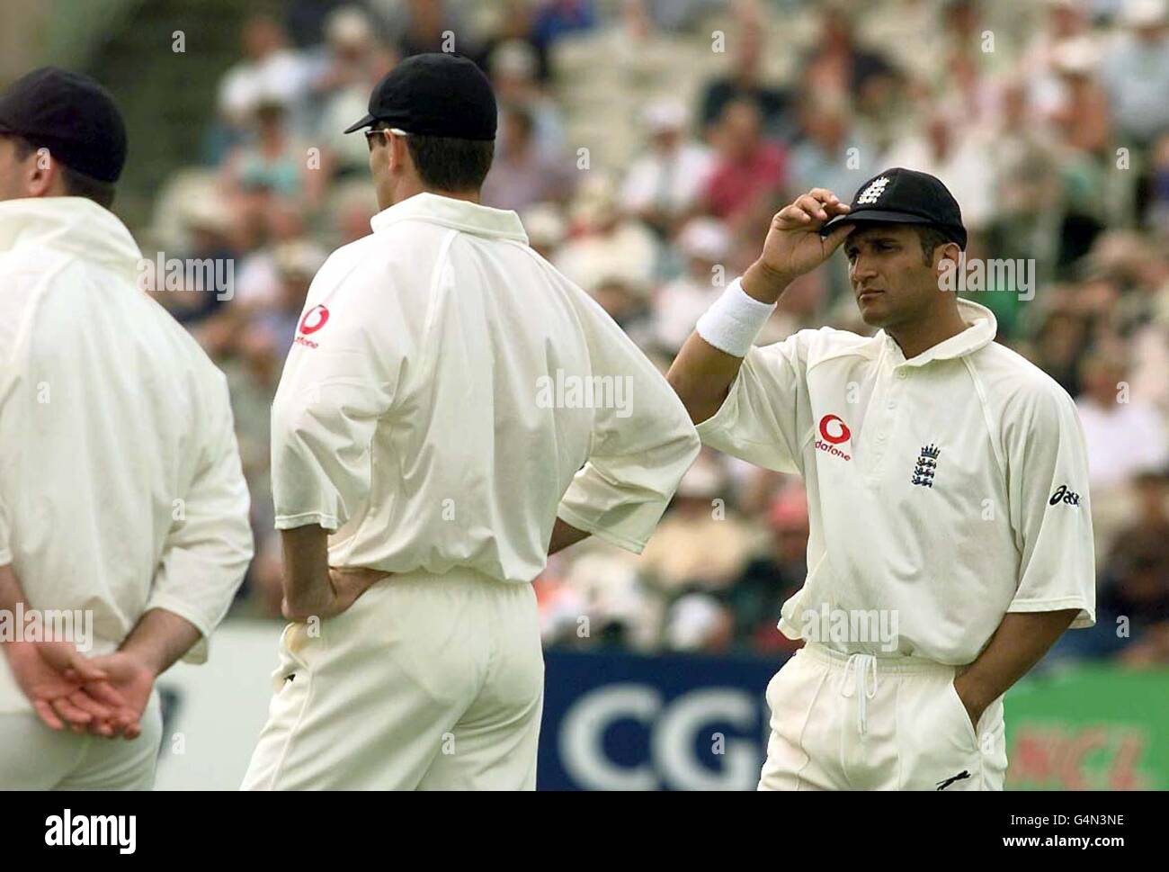 England cricket captain Mark Butcher (right) ponders his next move ...