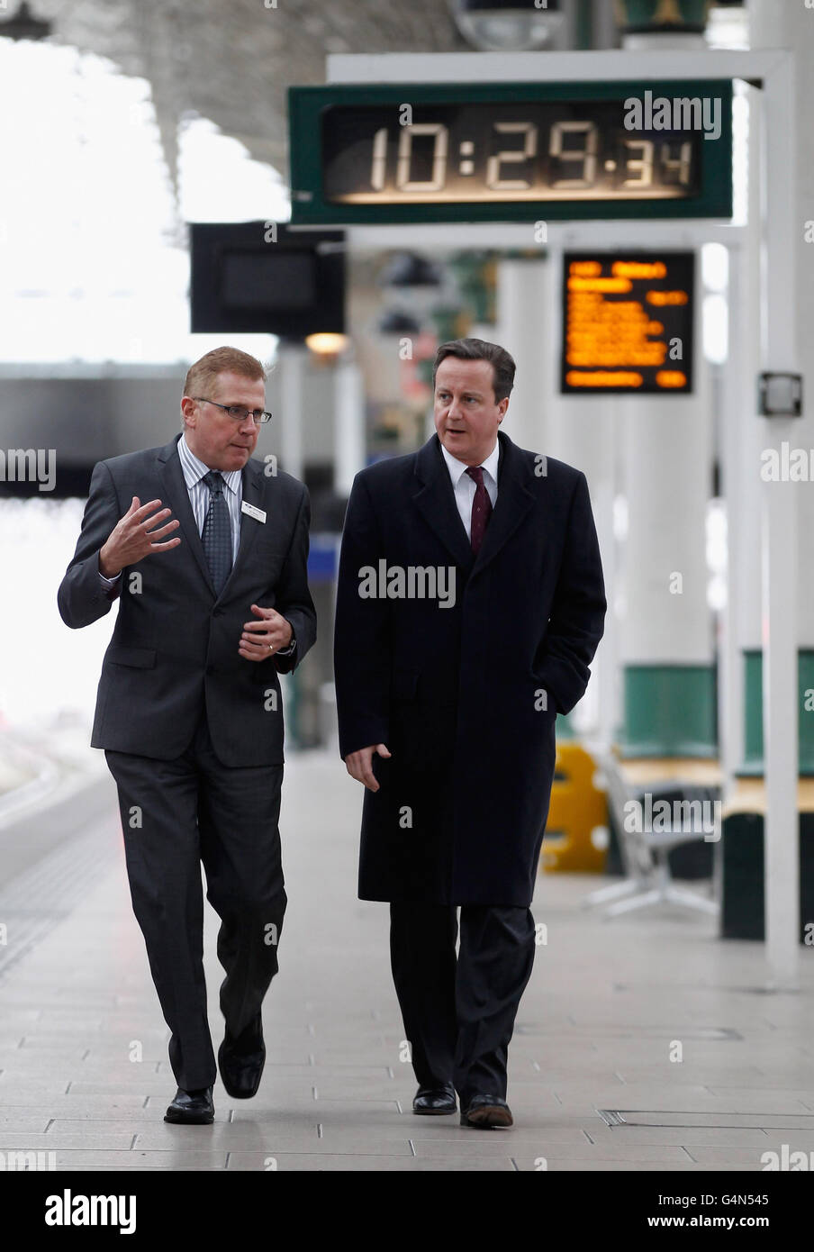 Prime minister david cameron talks to ian bevan hi-res stock ...
