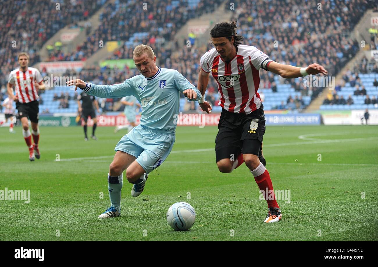 Coventry City's Gary McSheffrey (left) and Southampton's Jose Fonte ...