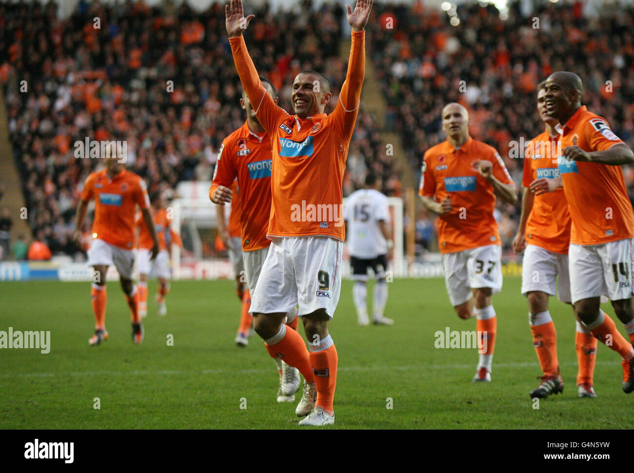 Blackpool's Kevin Philips celebrates scoring against Millwall with his ...