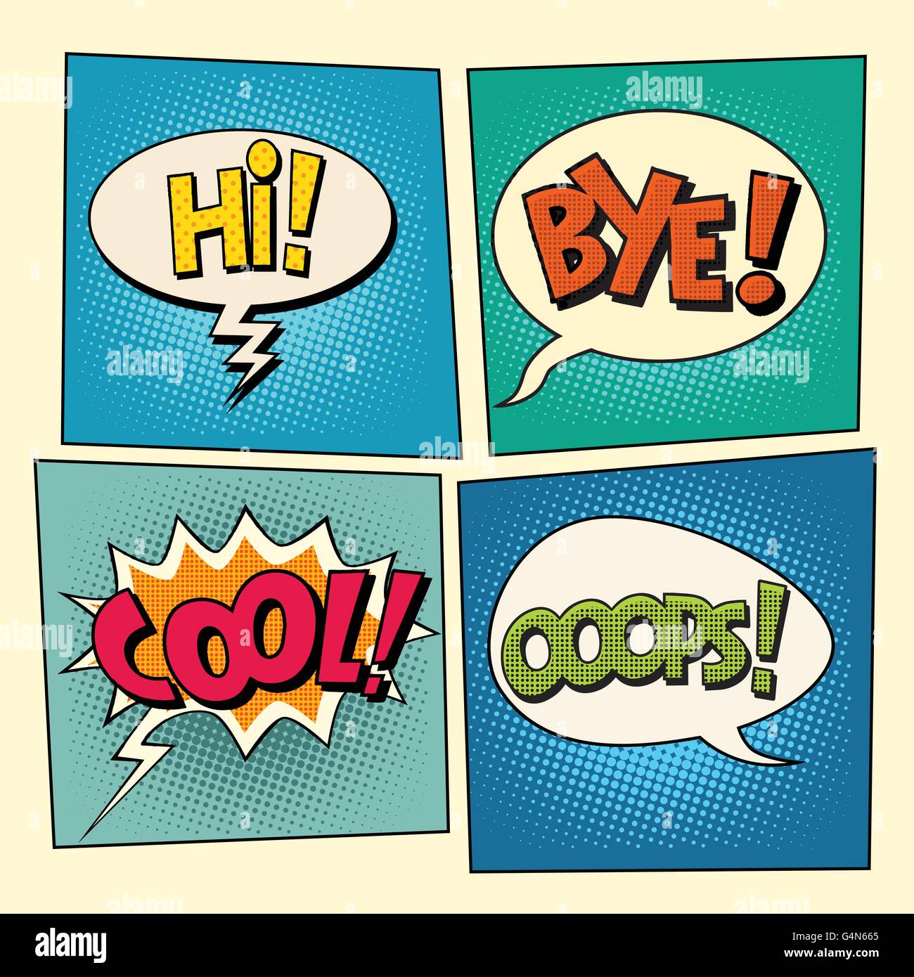 Bye bye comic bubble retro text hi-res stock photography and images - Alamy