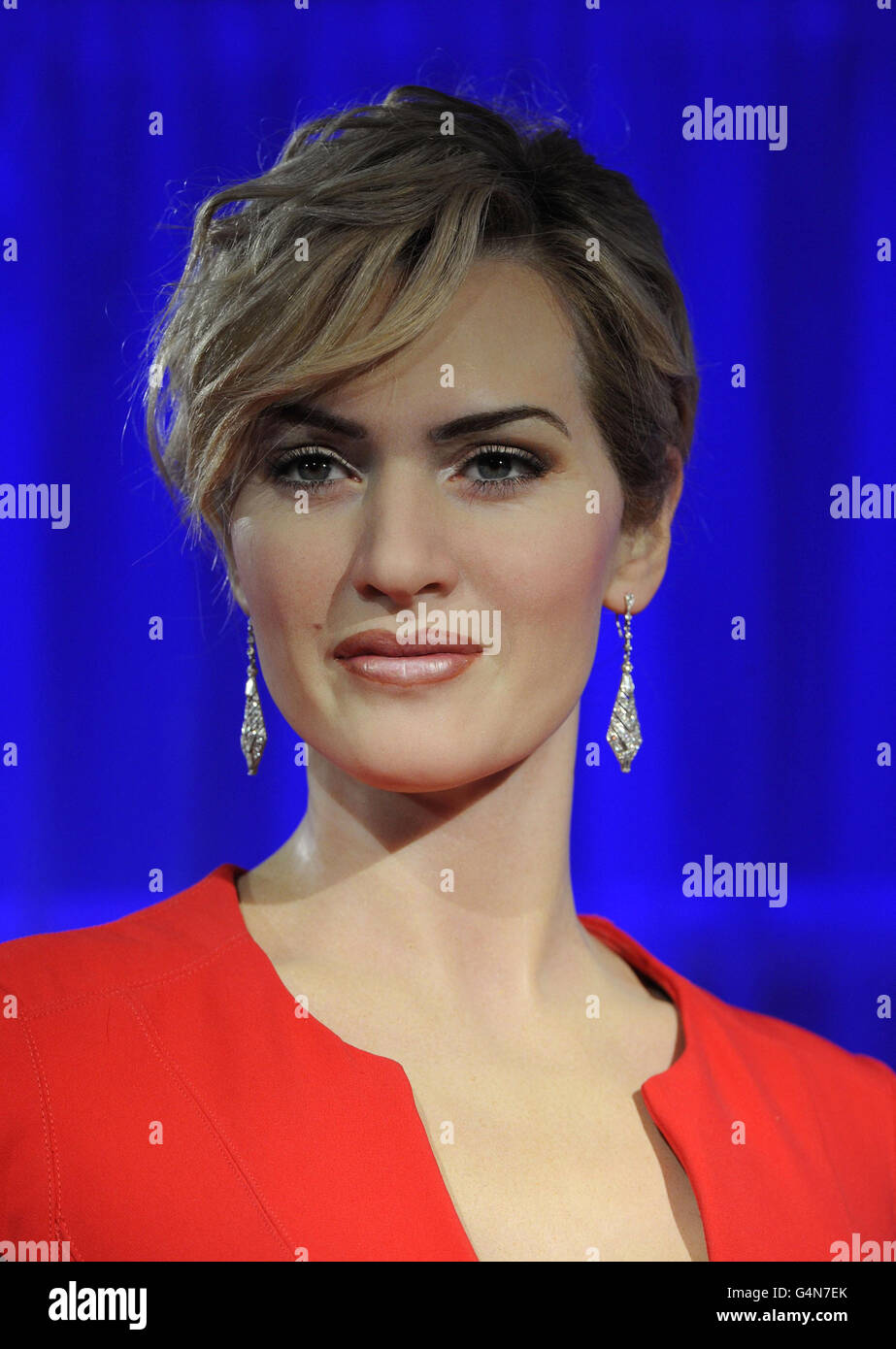 The wax figure of award winning British actress Kate Winslet (left) is ...