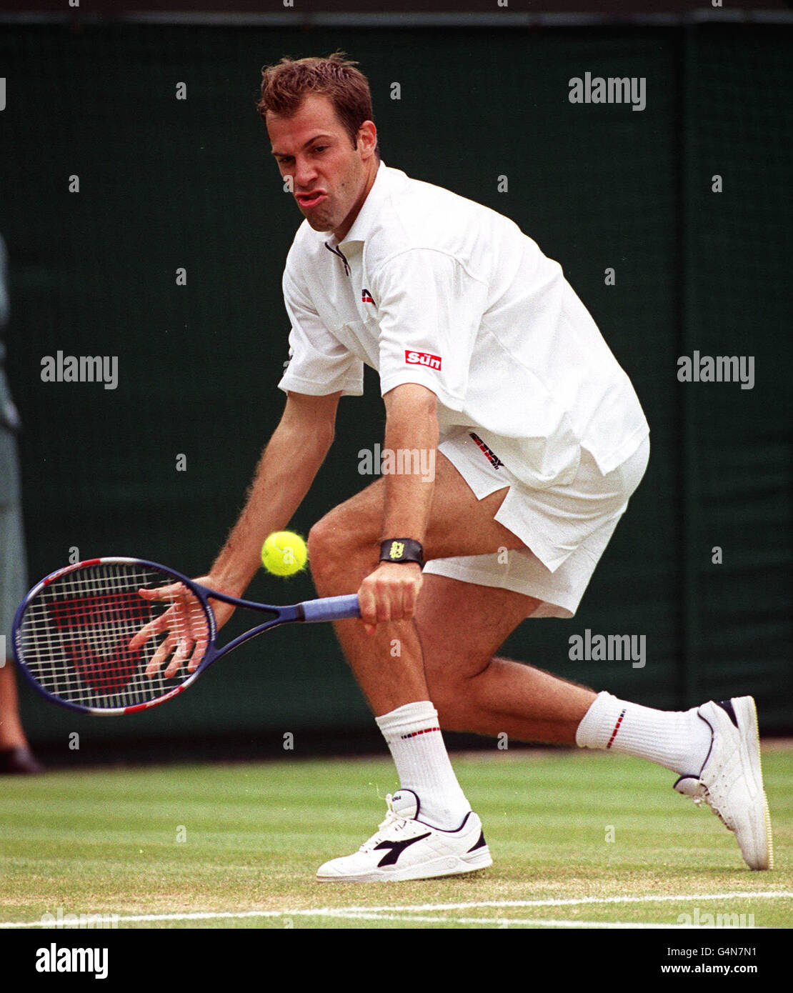 No Commercial Use: British tennis star Greg Rusedski in action during ...