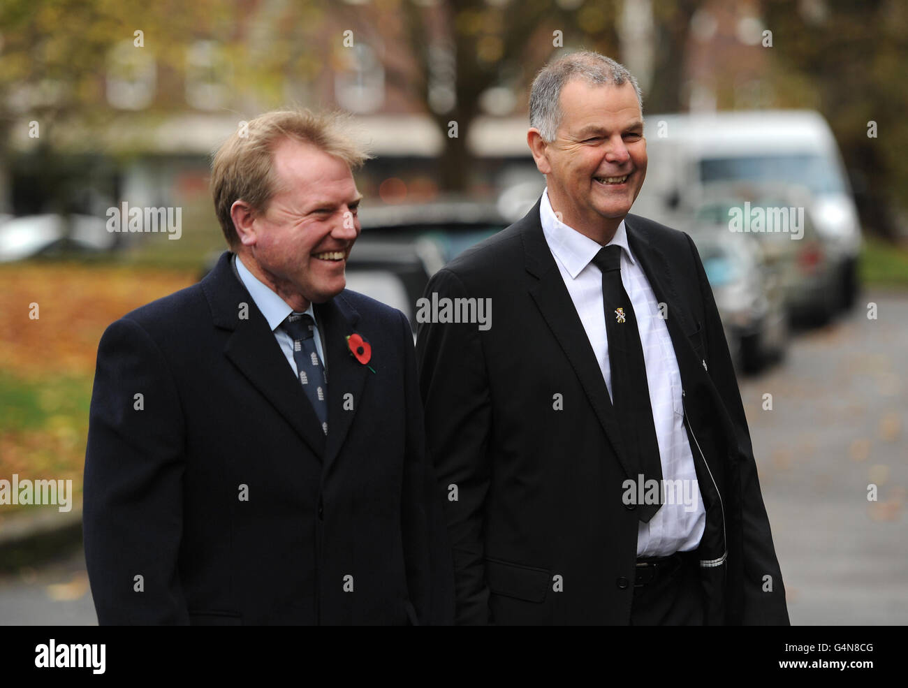 England chairman of selectors Geoff Miller (right) arrives for the ...